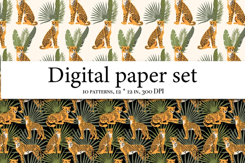 Jungle Digital Paper Safari Paper Seamless Patterns - Etsy
