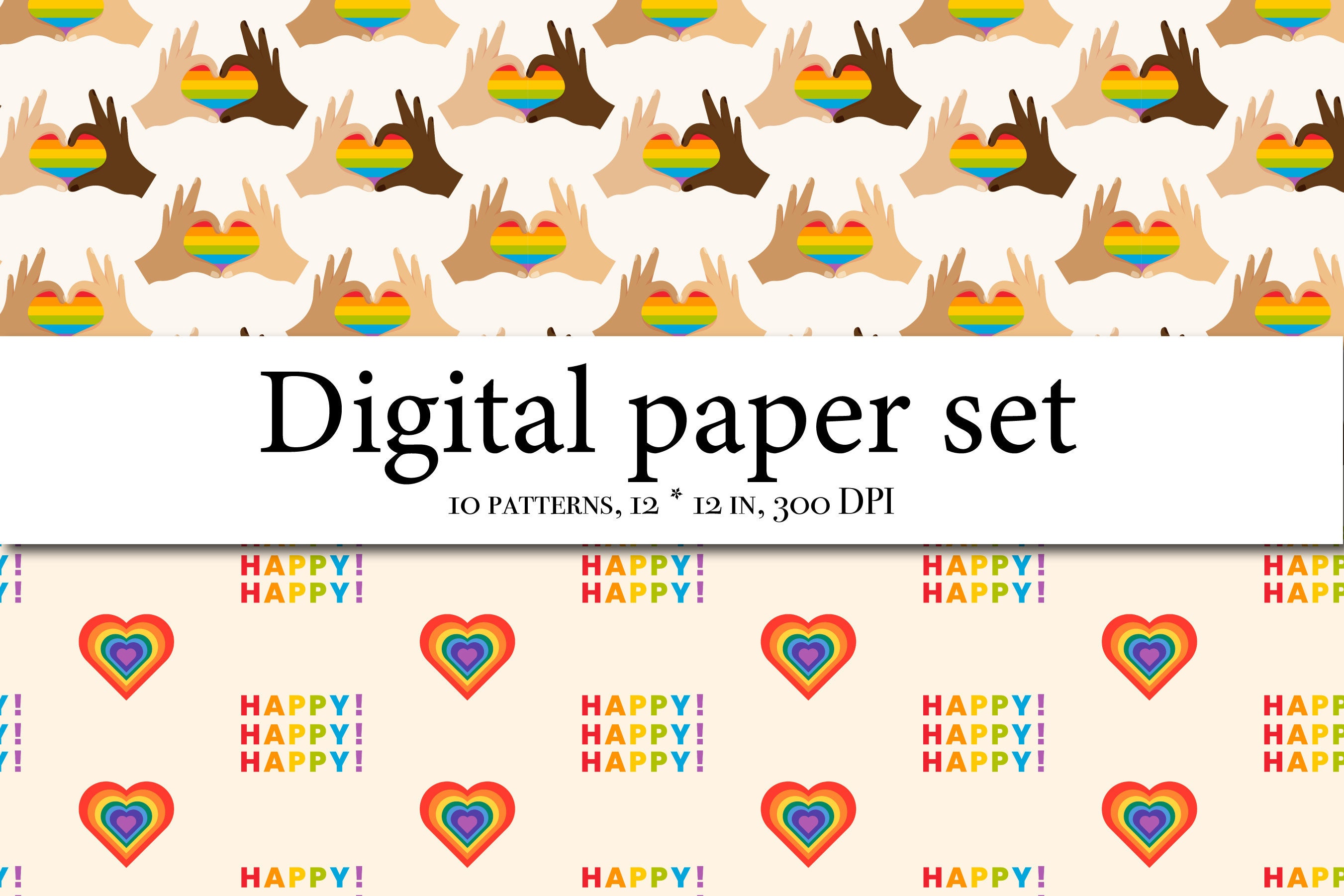 Pride Month Digital Papers, Scrapbook Paper, Seamless Pattern, Digital ...