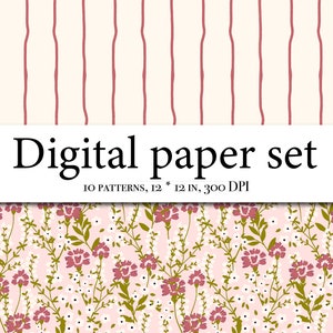 10 Flowers Seamless Digital Papers, Flowers Scrapbook Paper, Boho ...