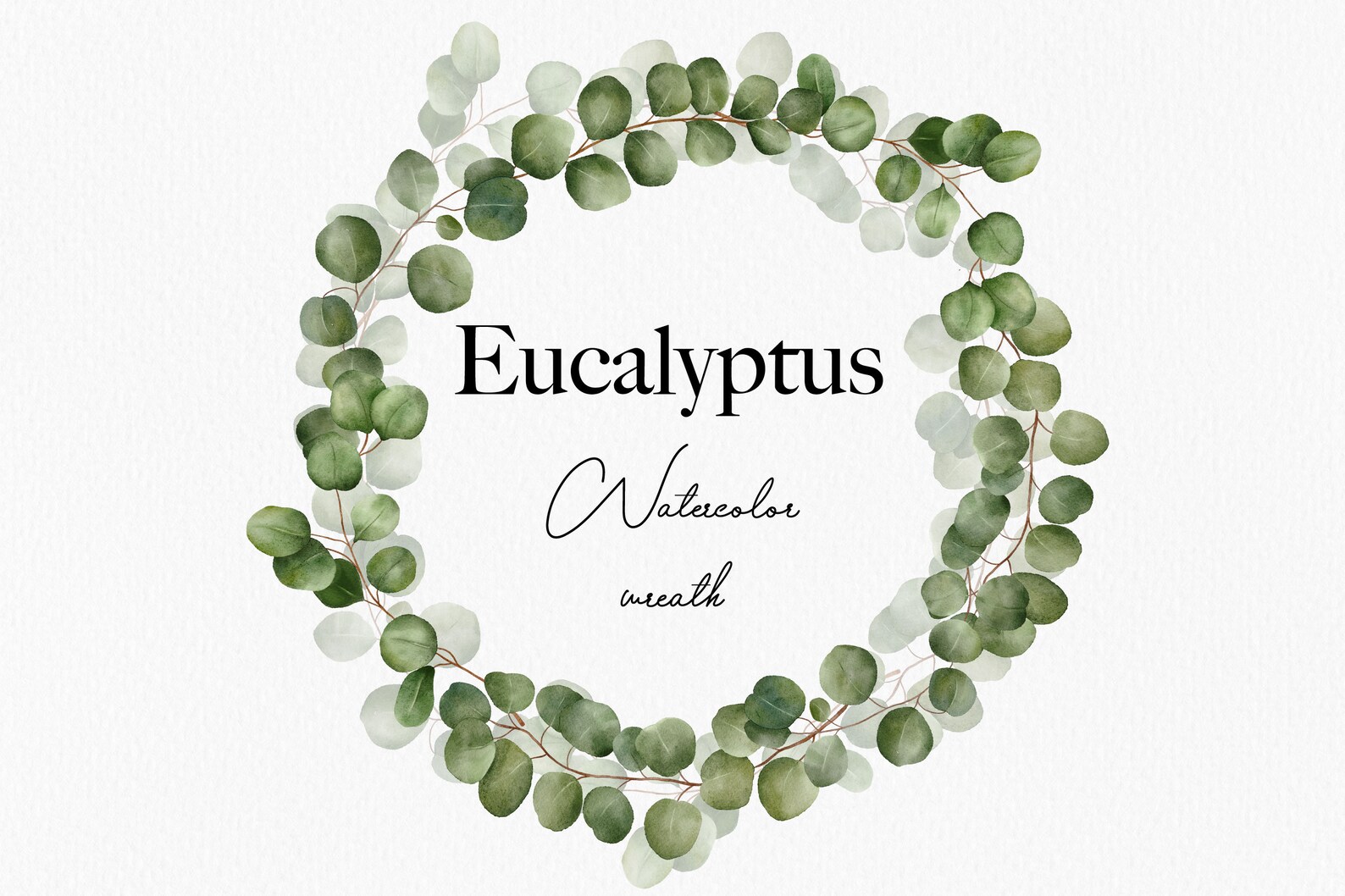 Eucalyptus Wreath, Eucalyptus Clipart, Watercolor Clipart, Greenery ...
