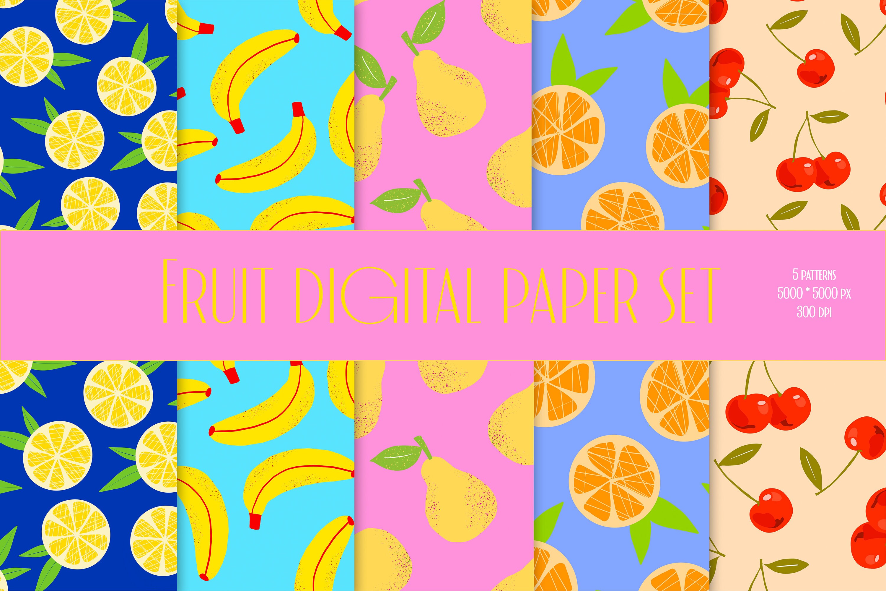 Pattern Clipart With Fruity Summer Digital Paper Pack - Etsy