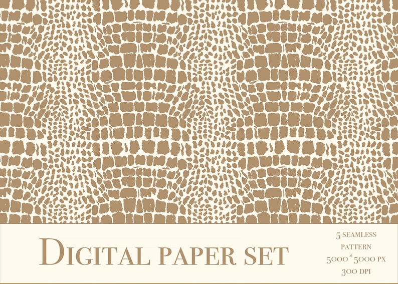 Neutral Animal Print Digital Paper, Seamless Animal Skin Patterns With ...