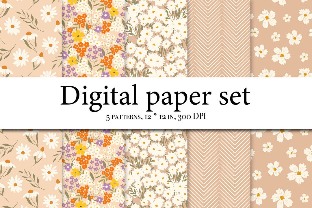 Pattern Clipart With Flowers Digital Paper- Flowers Seamless Pattern ...