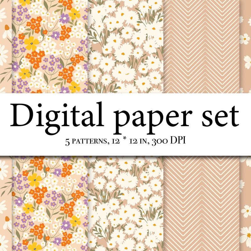 Floral Digital Paper - Etsy