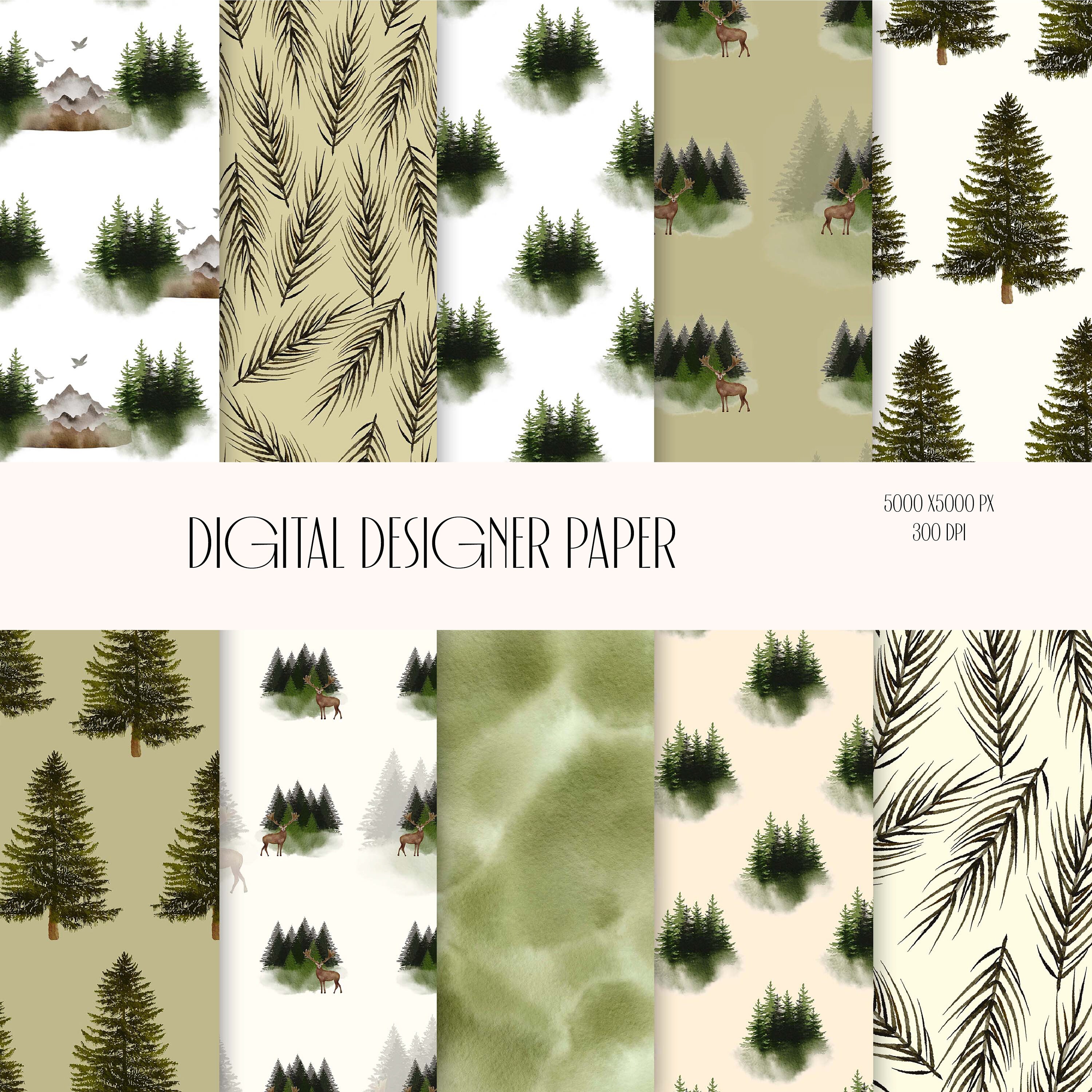 Watercolor Forest Digital Clipart Set Forest Landscape Clipart Floral ...