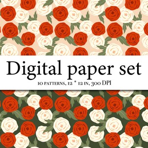 Pattern Clipart With Flowers Digital Paper- Flowers Seamless Pattern ...