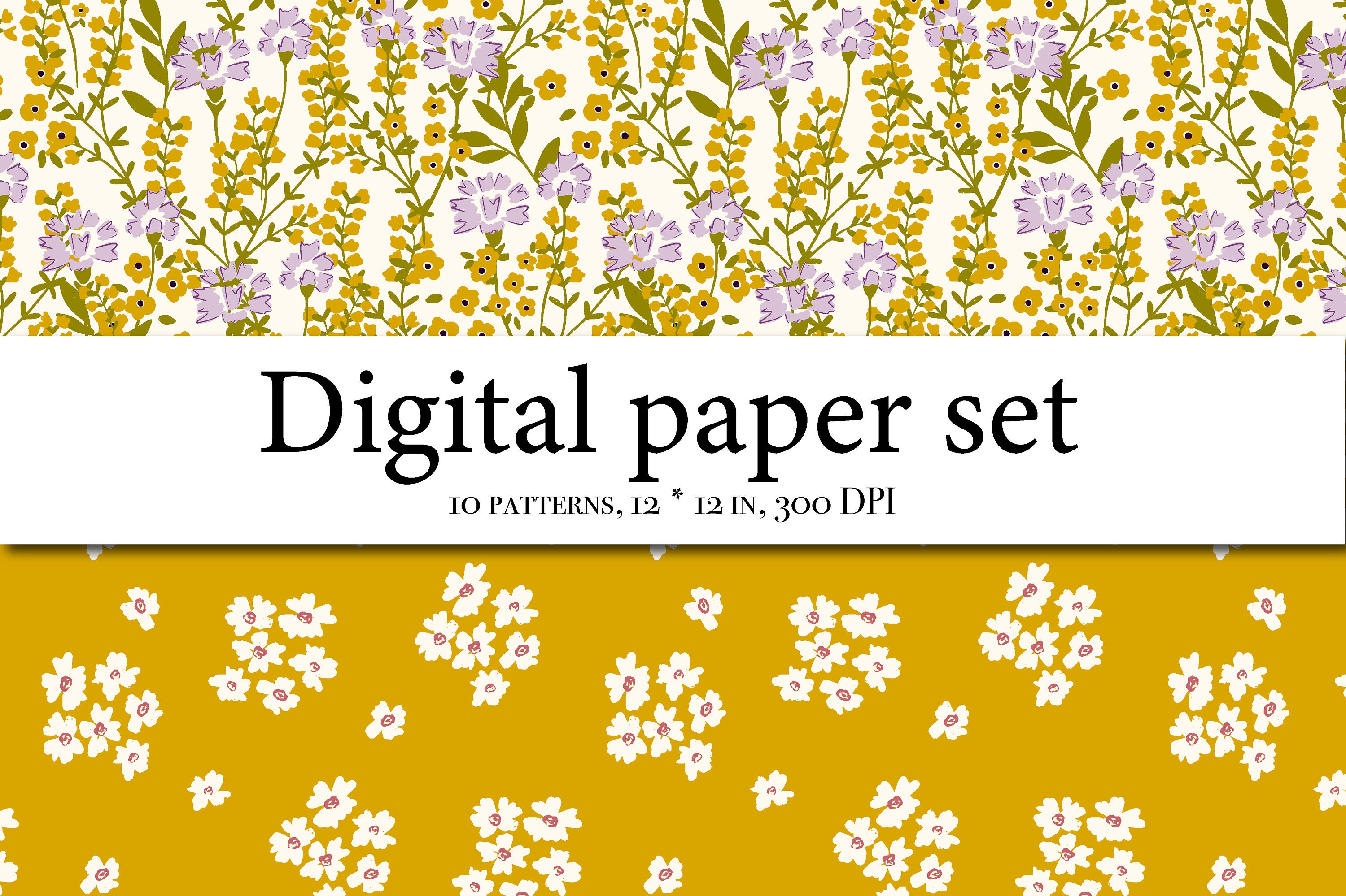 10 Flowers Seamless Digital Papers, Flowers Scrapbook Paper, Boho ...