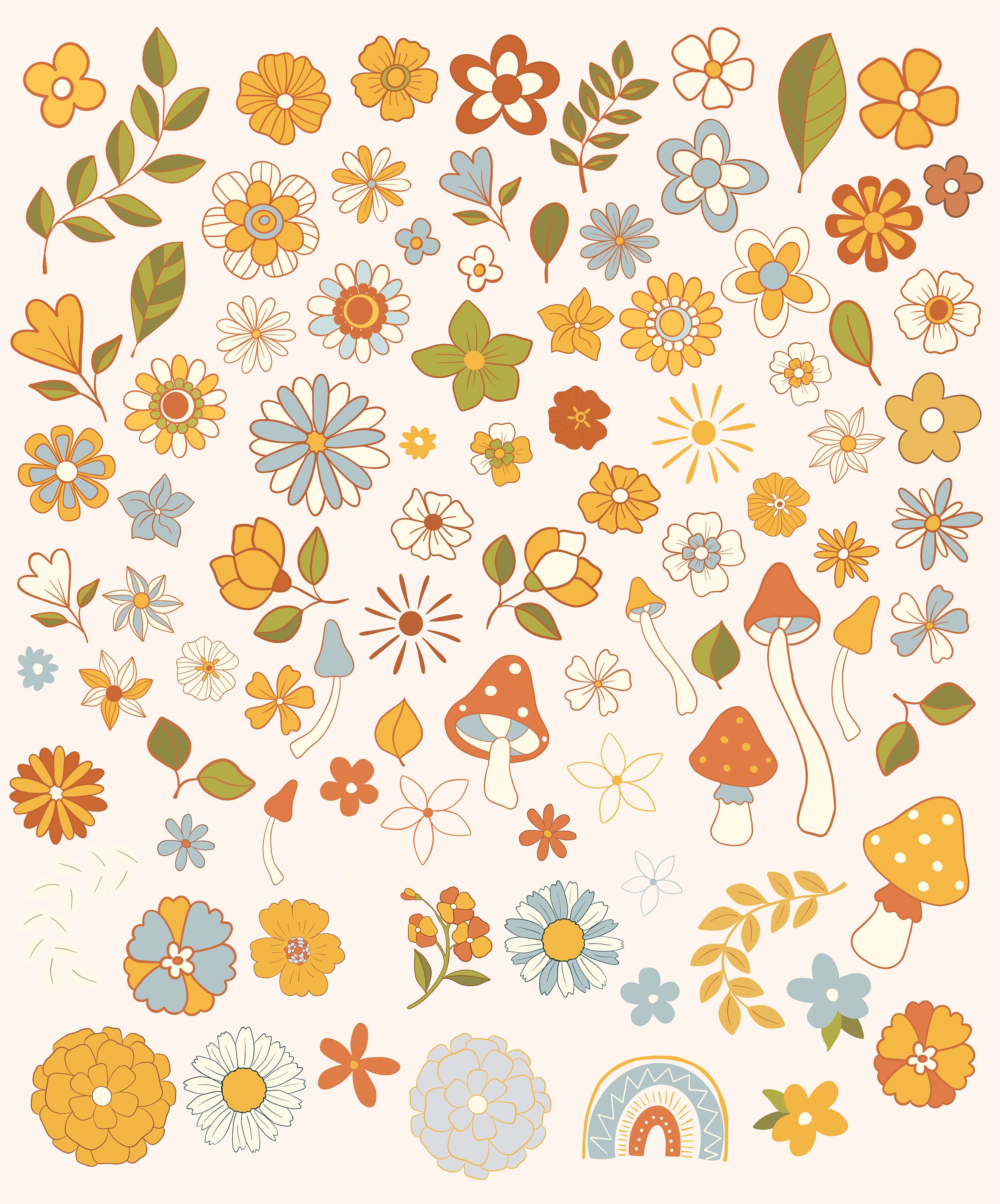 Groovy Boho Digital Clipart Collection Individual PNG Files Logo ...