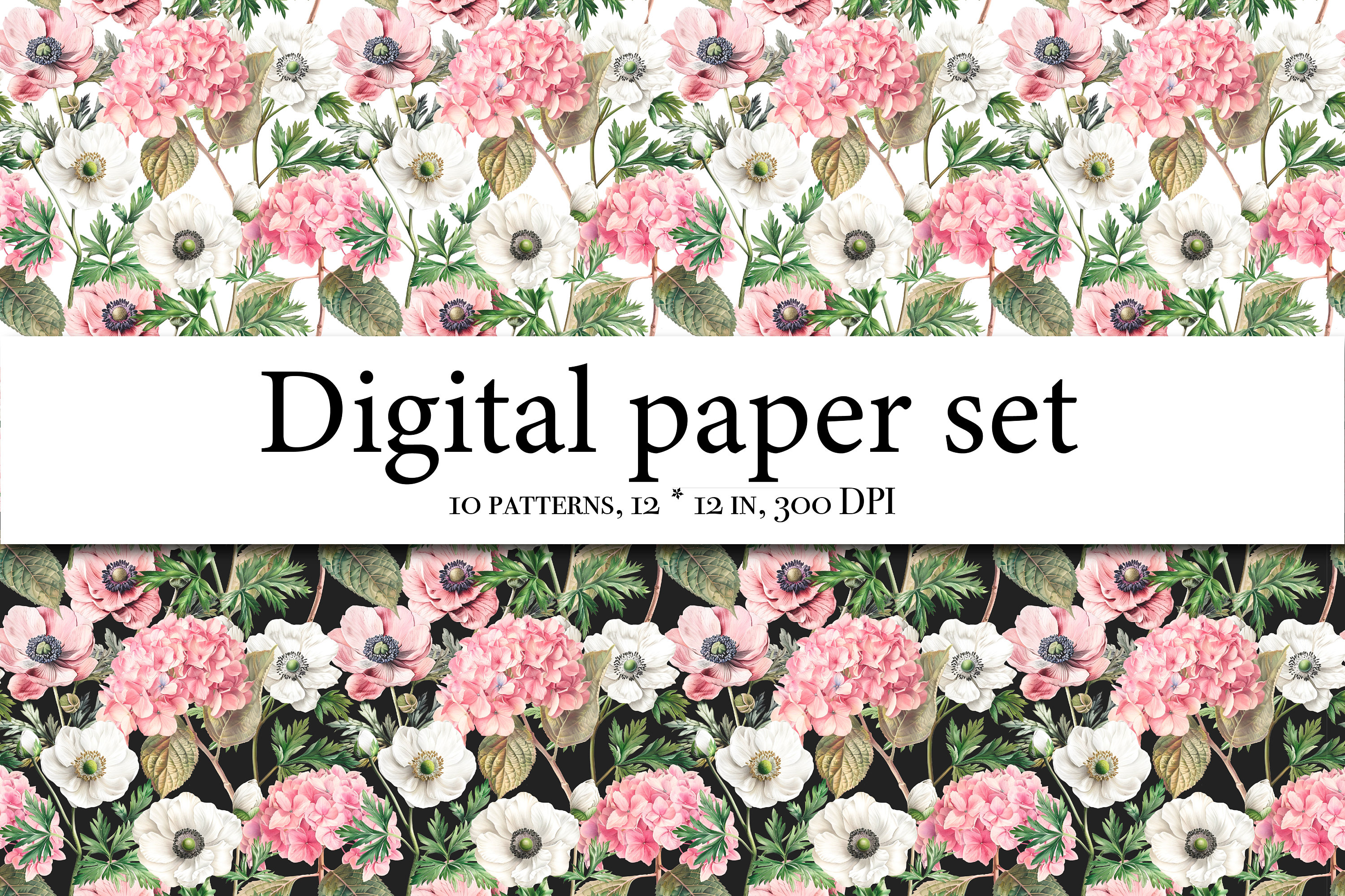 Botanical Seamless Pattern - Flowers Digital Paper - Printable Paper ...