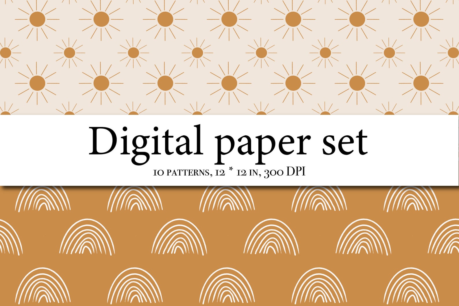 Boho Digital Paper Set Boho Print Pastel Cactus Seamless Pattern ...
