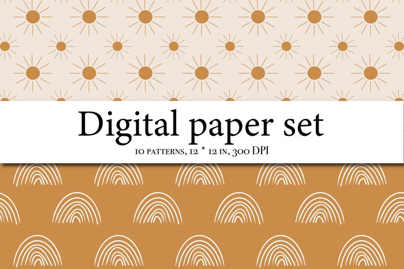 Boho Digital Paper Set - Boho Print - Pastel Cactus Seamless Pattern ...
