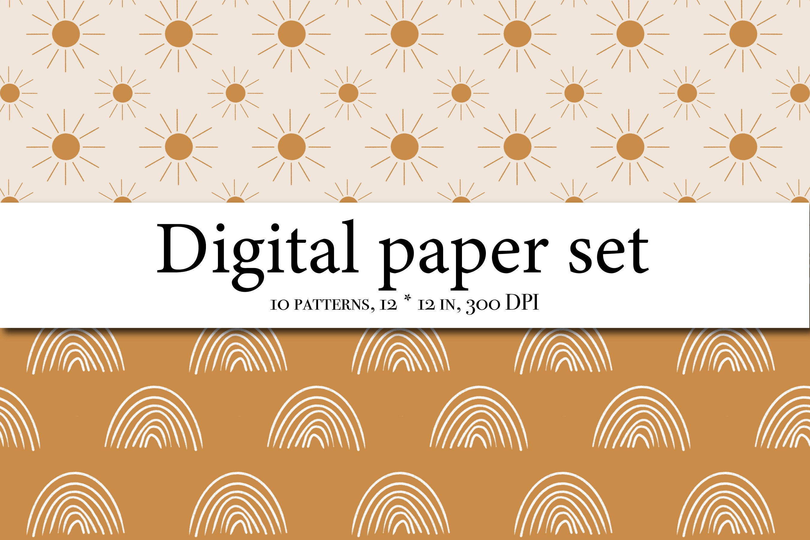 Boho Digital Paper Set Boho Print Pastel Cactus Seamless Pattern ...
