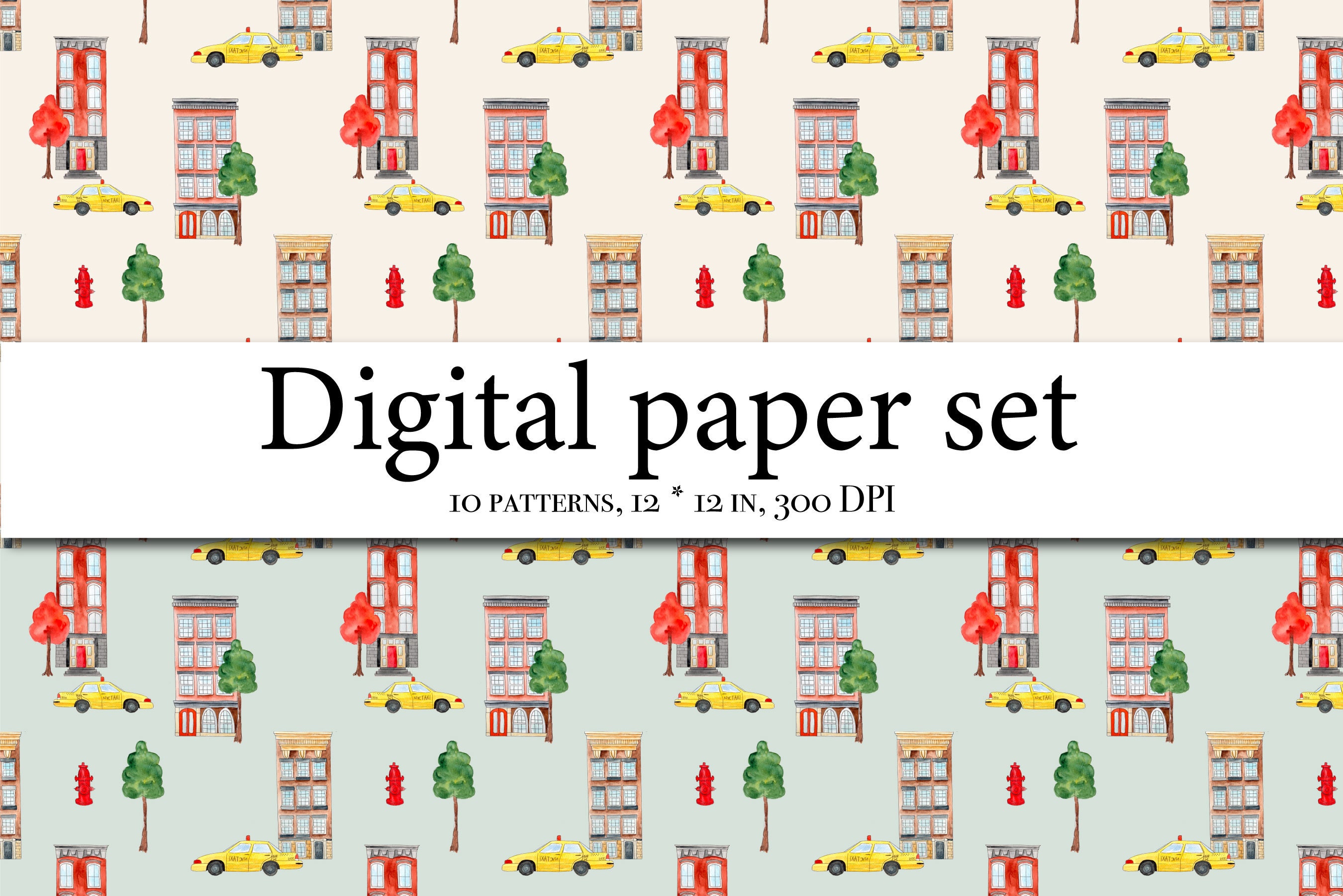 New York Digital Paper, New York Pattern Prints, New York Theme ...