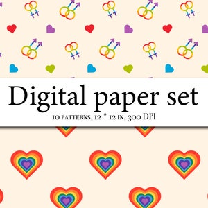Pride Month Digital Papers, Scrapbook Paper, Seamless Pattern, Digital ...