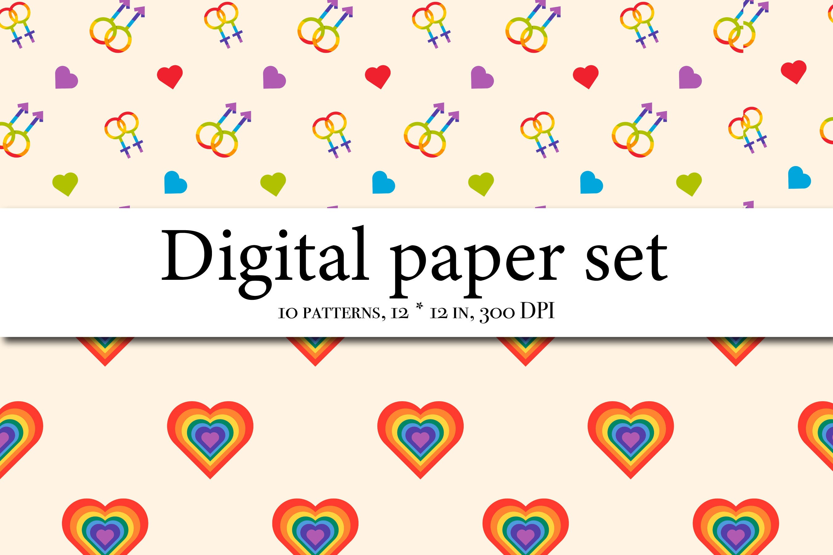 Pride Month Digital Papers, Scrapbook Paper, Seamless Pattern, Digital ...
