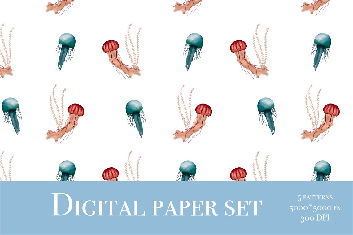 Underwater Digital Paper Seamless Digital Paper Ocean Digital Papers ...