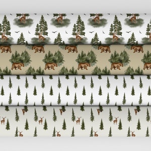 Watercolor Forest Digital Paper Set - Forest Landscape Paper - Seamless ...