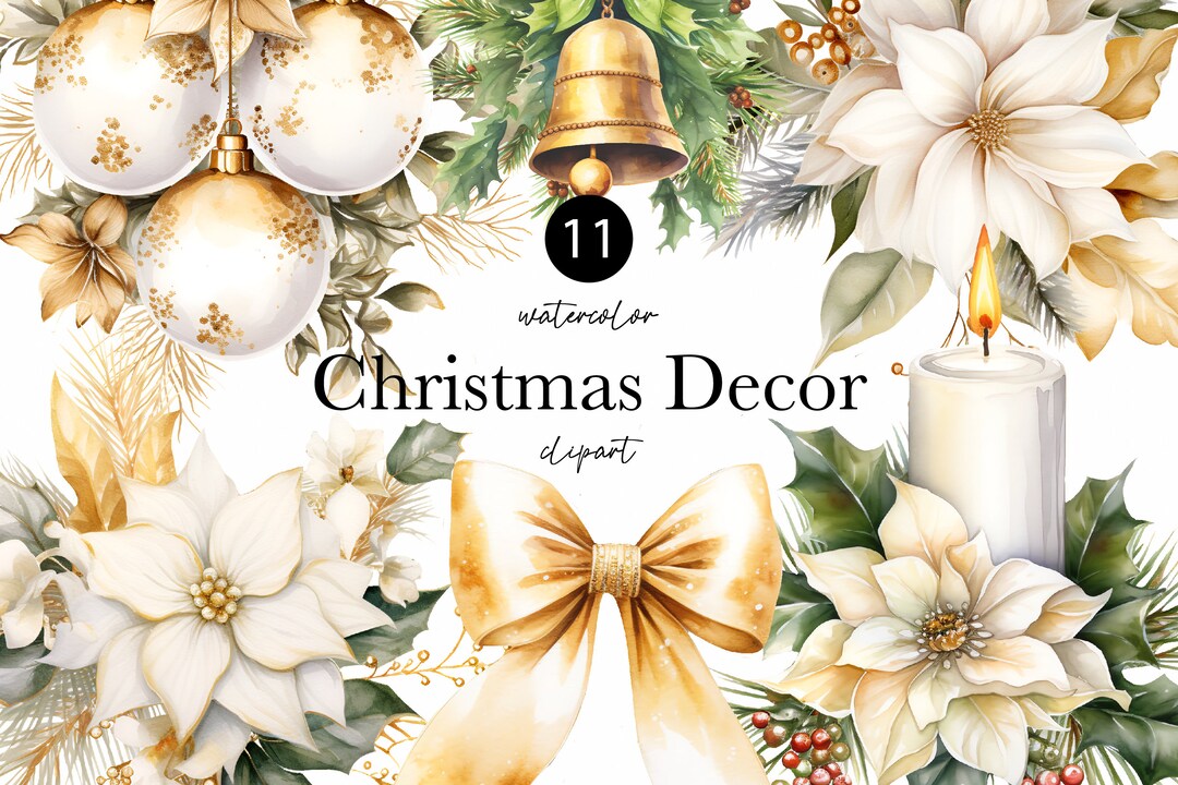 Watercolor Christmas Clipart Christmas Decor Clipart Png Watercolor ...