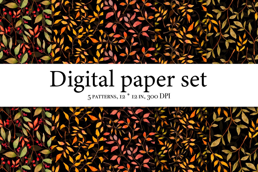 Watercolor Fall Leaves Digital Paper - Autumn Pattern - Rustic ...