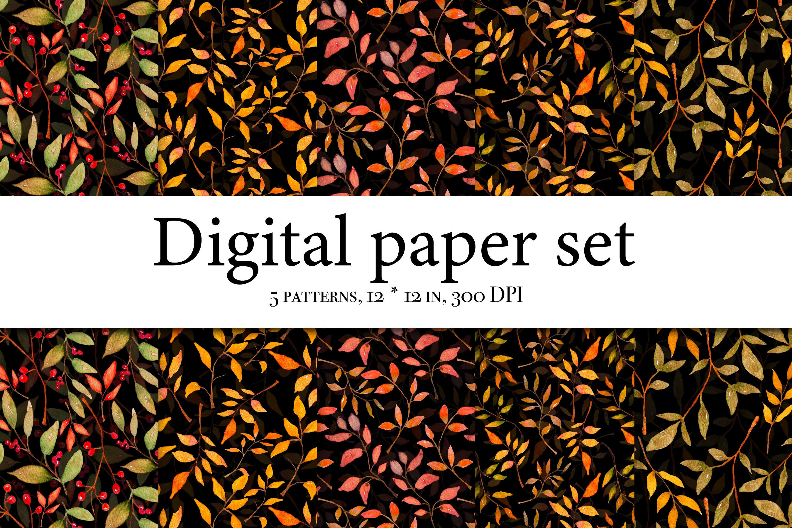 Watercolor Fall Leaves Digital Paper Autumn Pattern Rustic - Etsy