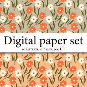 Pattern Clipart With Flowers Digital Paper- Flowers Seamless Pattern ...