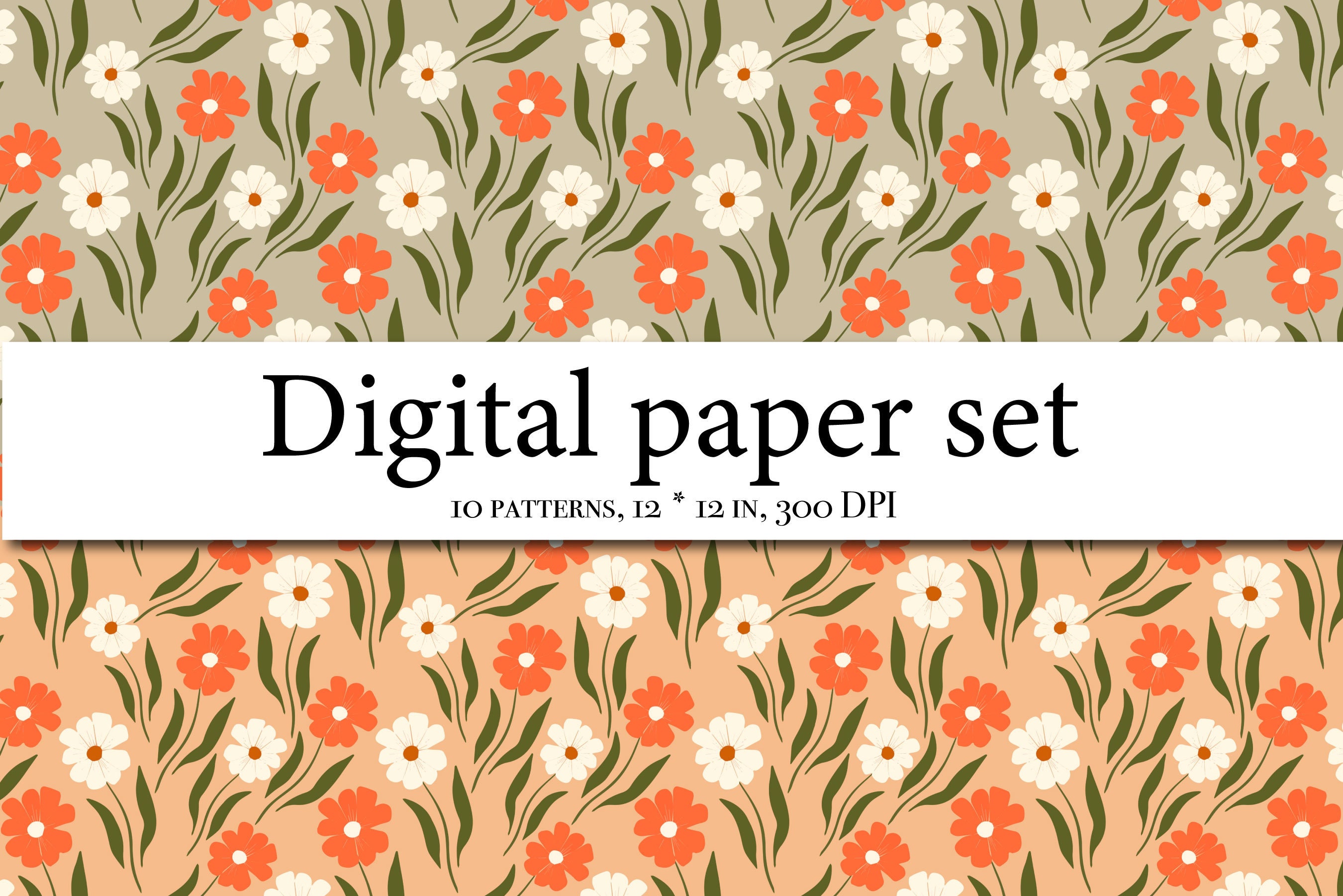 Pattern Clipart With Flowers Digital Paper- Flowers Seamless Pattern ...