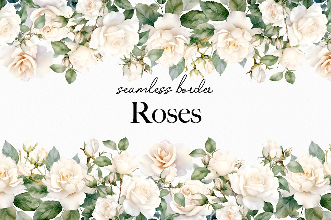 Watercolor White Roses Clipart Watercolor Floral Clipart White Rose ...