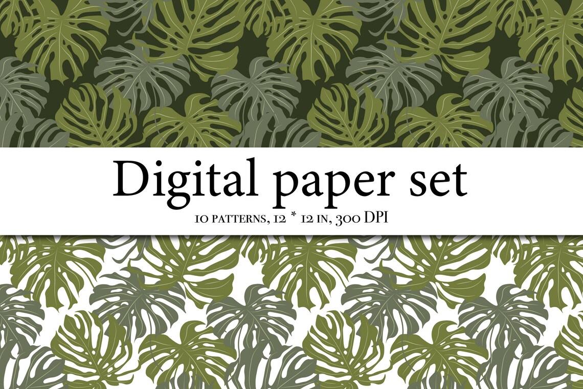 Bright Tropical Digital Paper Pack - Tropic Seamless Pattern With ...