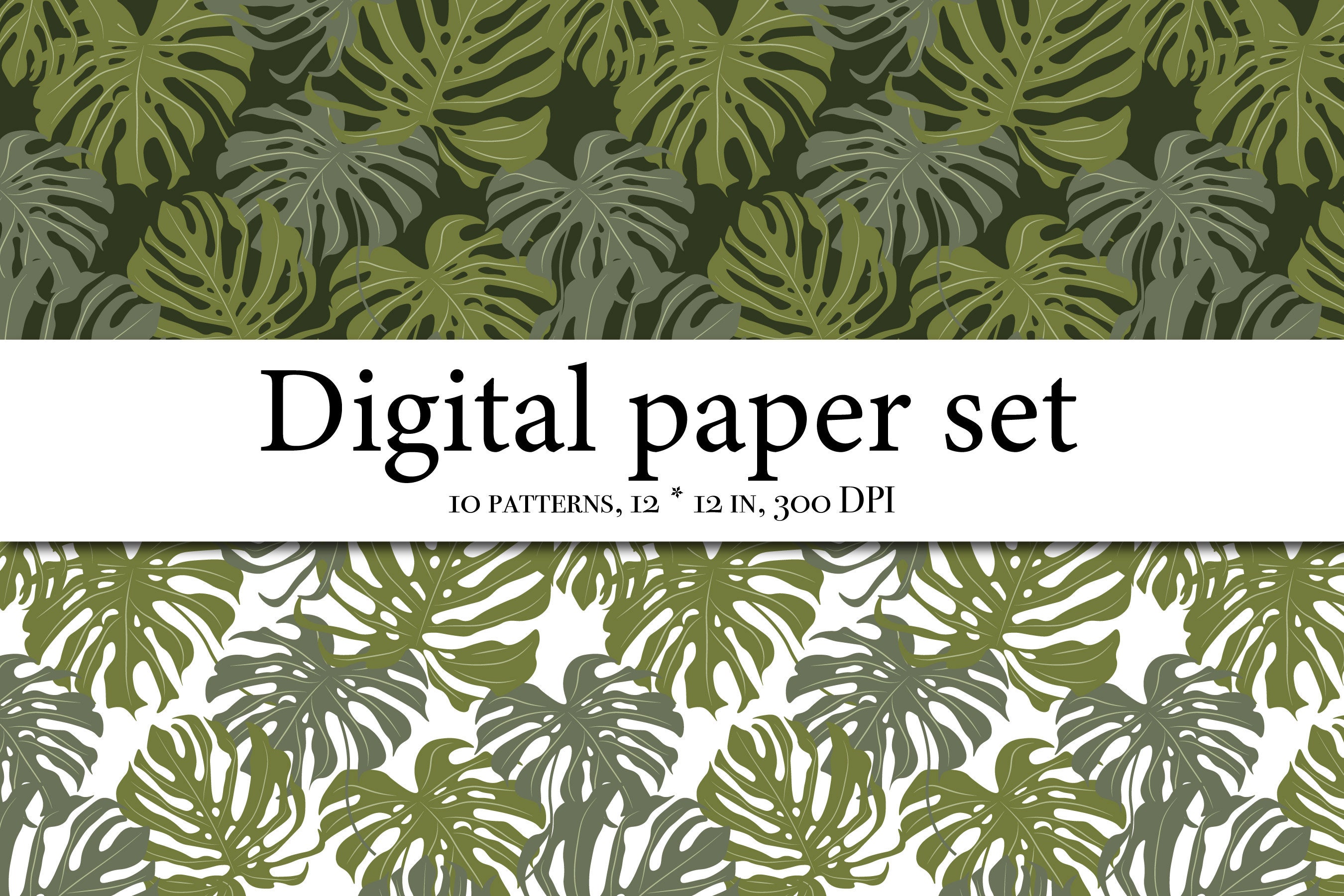 Bright Tropical Digital Paper Pack Tropic Seamless Pattern With Leaves ...