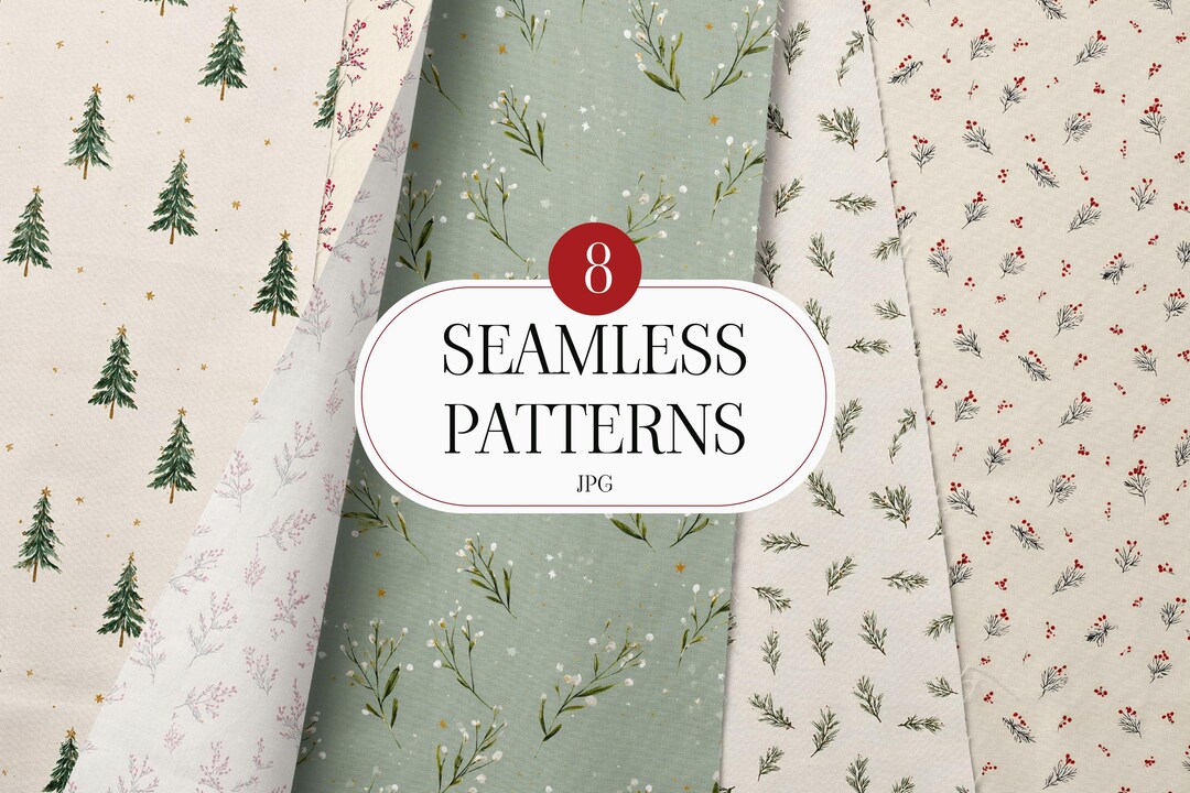 Christmas Digital Paper Set - Christmas Seamless Pattern - Holidays ...