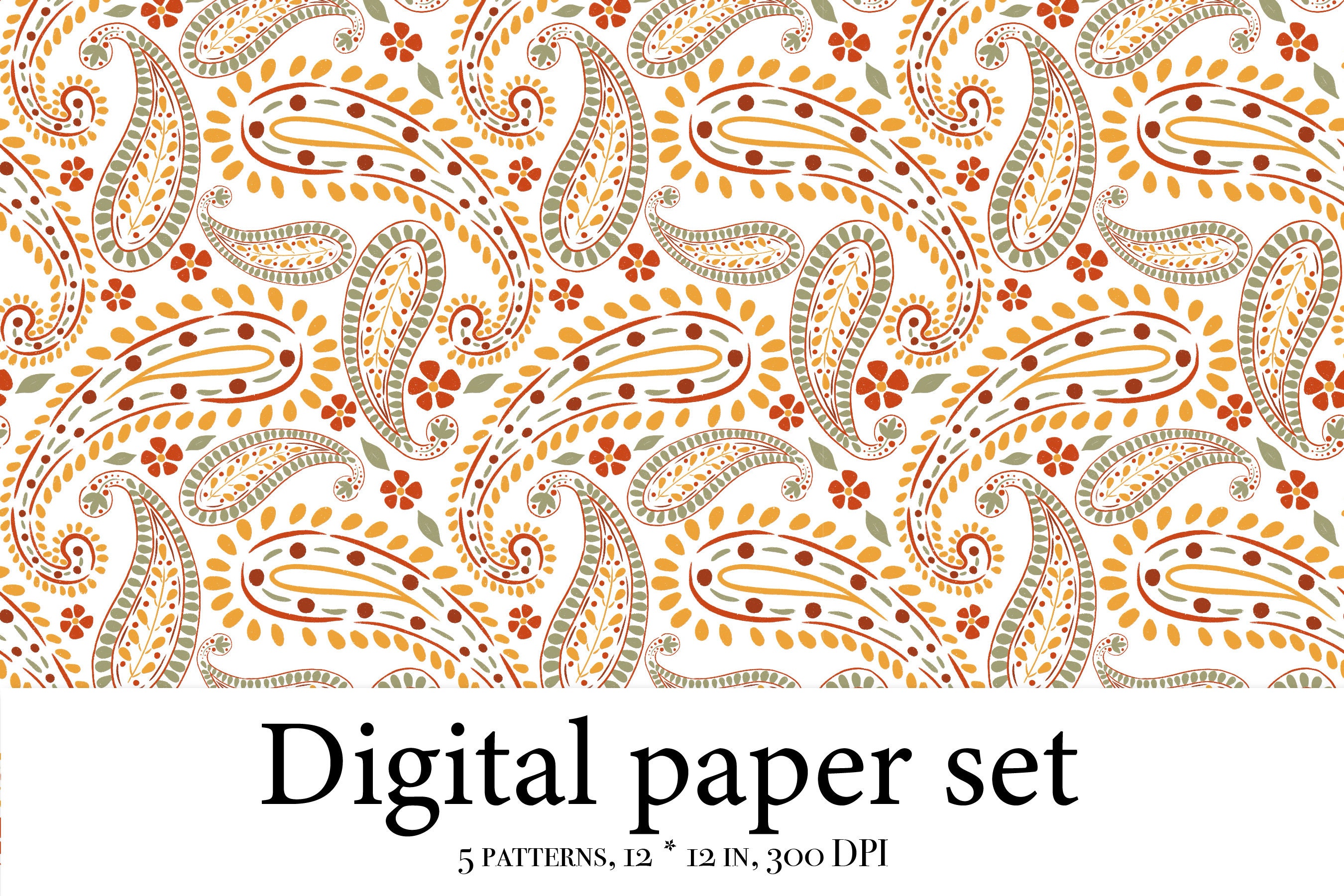 Colorful Paisley Digital Paper Pack - Instant Download for Crafts ...