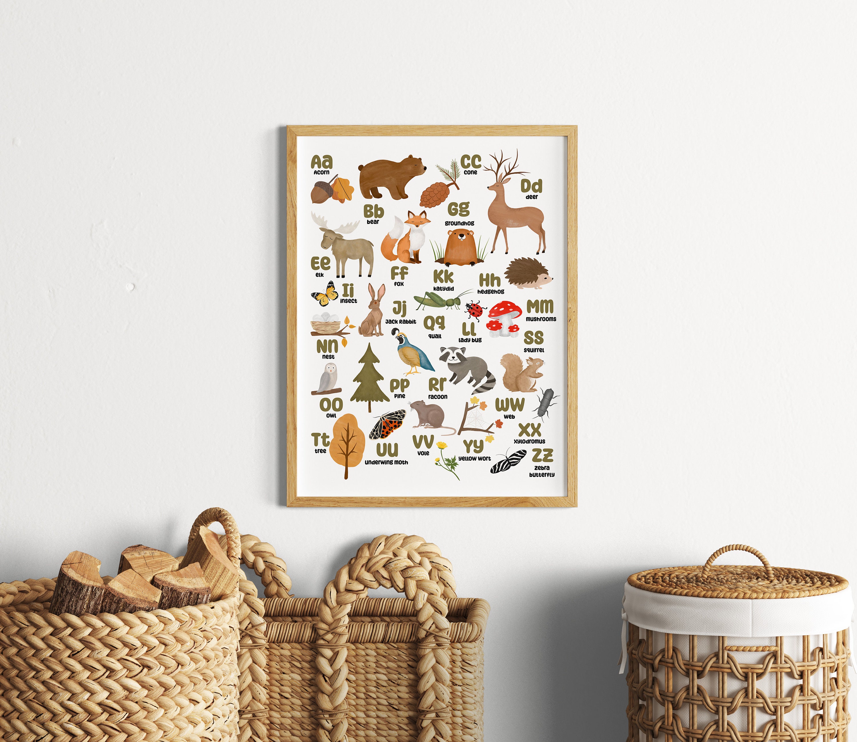 Woodland Alphabet Poster Woodland Alphabet Print Woodland - Etsy