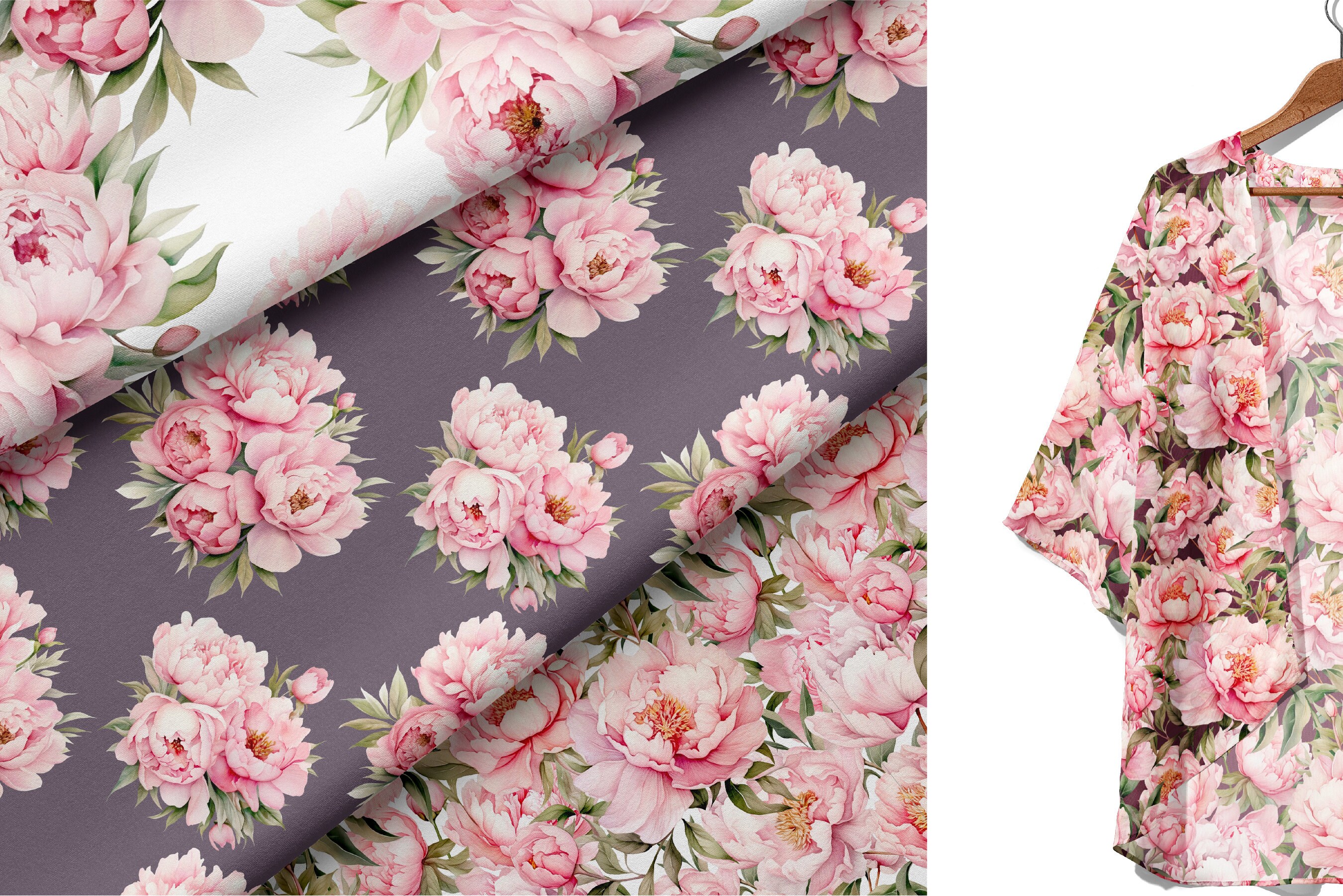 Watercolor Digital Paper Pack, Pink Peonies Scrapbook, Peonies Seamless ...