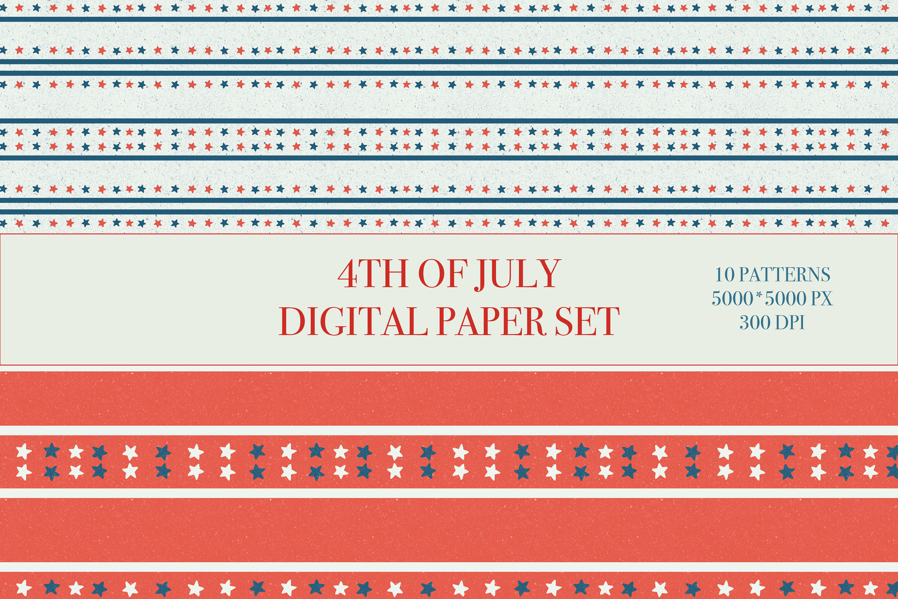 4th of July Digital Paper Pack- Independence Day Patterns- USA Flag ...