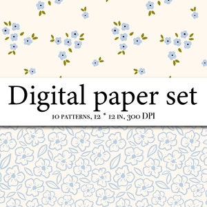 10 Flowers Seamless Digital Papers, Flowers Scrapbook Paper, Boho ...