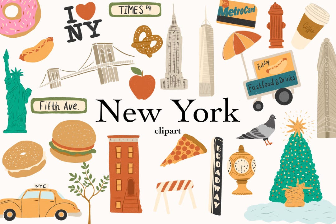 New York Clipart, New York Clipart Prints, New York Theme Printable ...