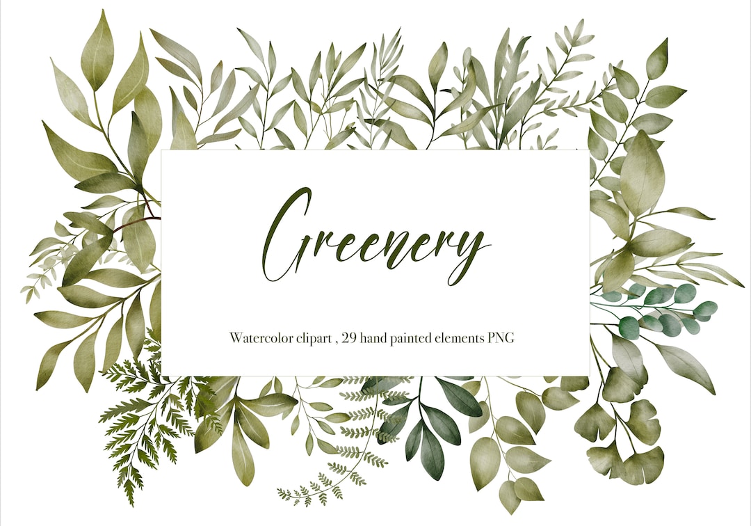 Watercolor Greenery Set - Modern Wedding Invitation Card Design ...