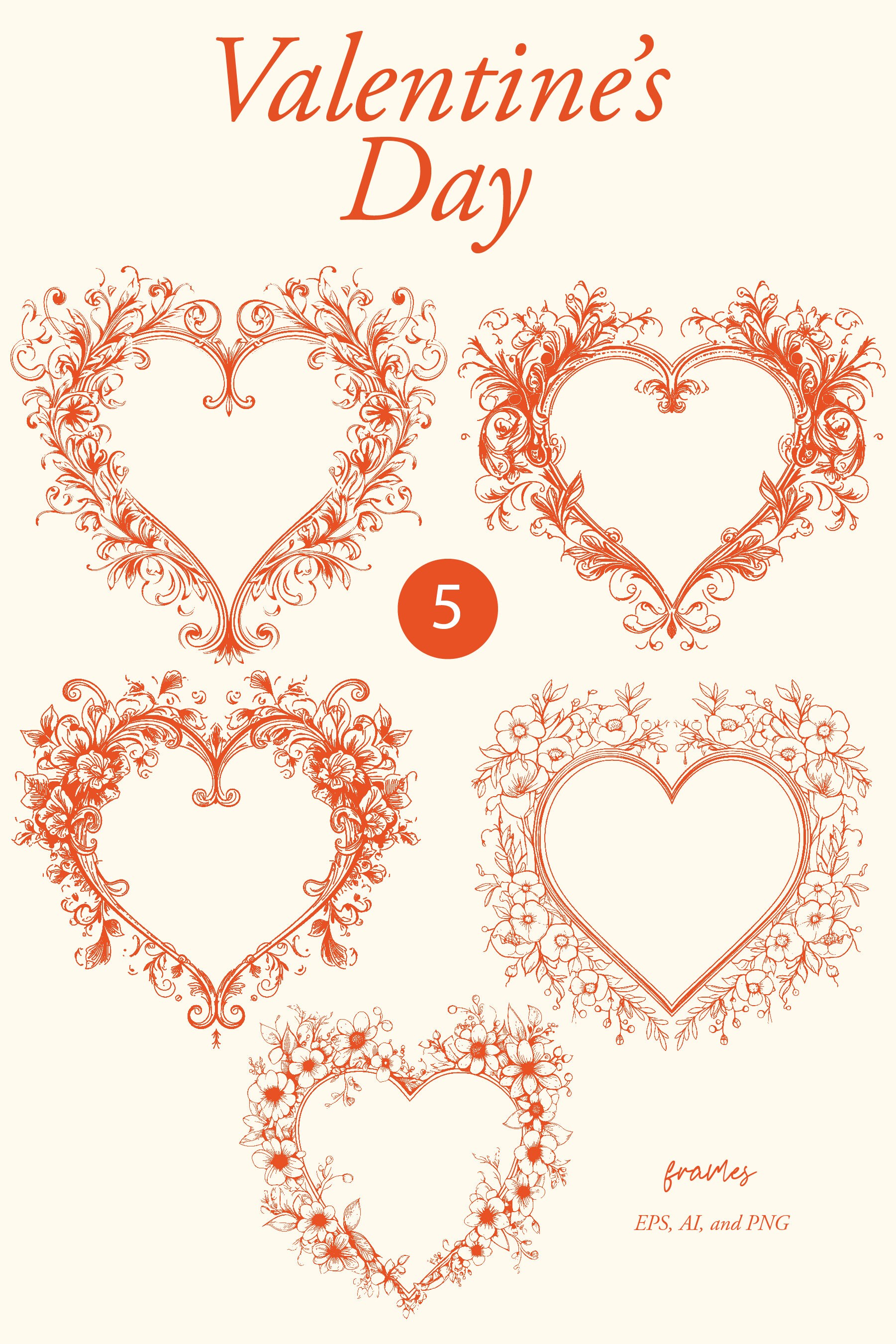 Valentine Frame, Valentine's Clipart, Red Hearts, Valentine's Day ...