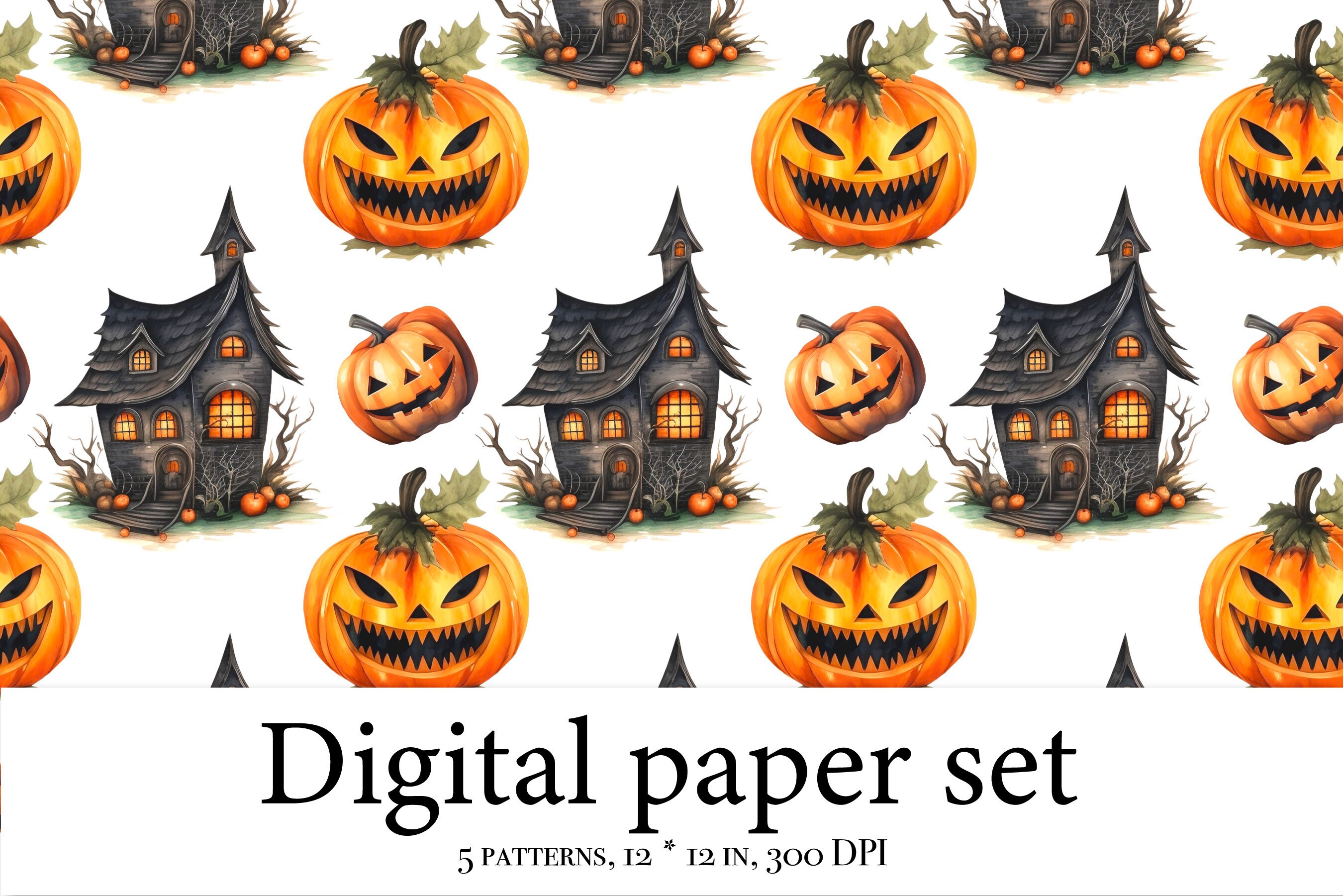 Halloween Digital Paper, Trick or Treat Scrapbook Papers, Boo Wallpaper ...