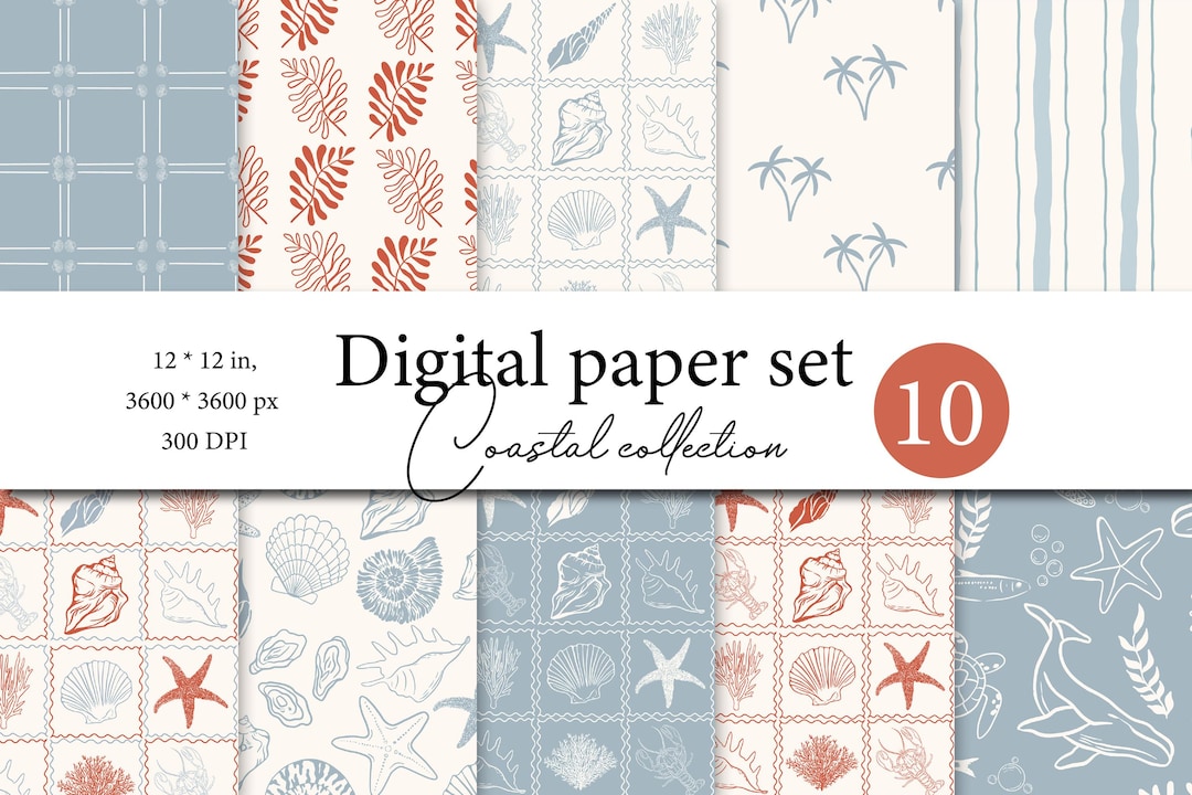 Sea Digital Paper-underwater Ocean - Coastal Digital Paper Set ...