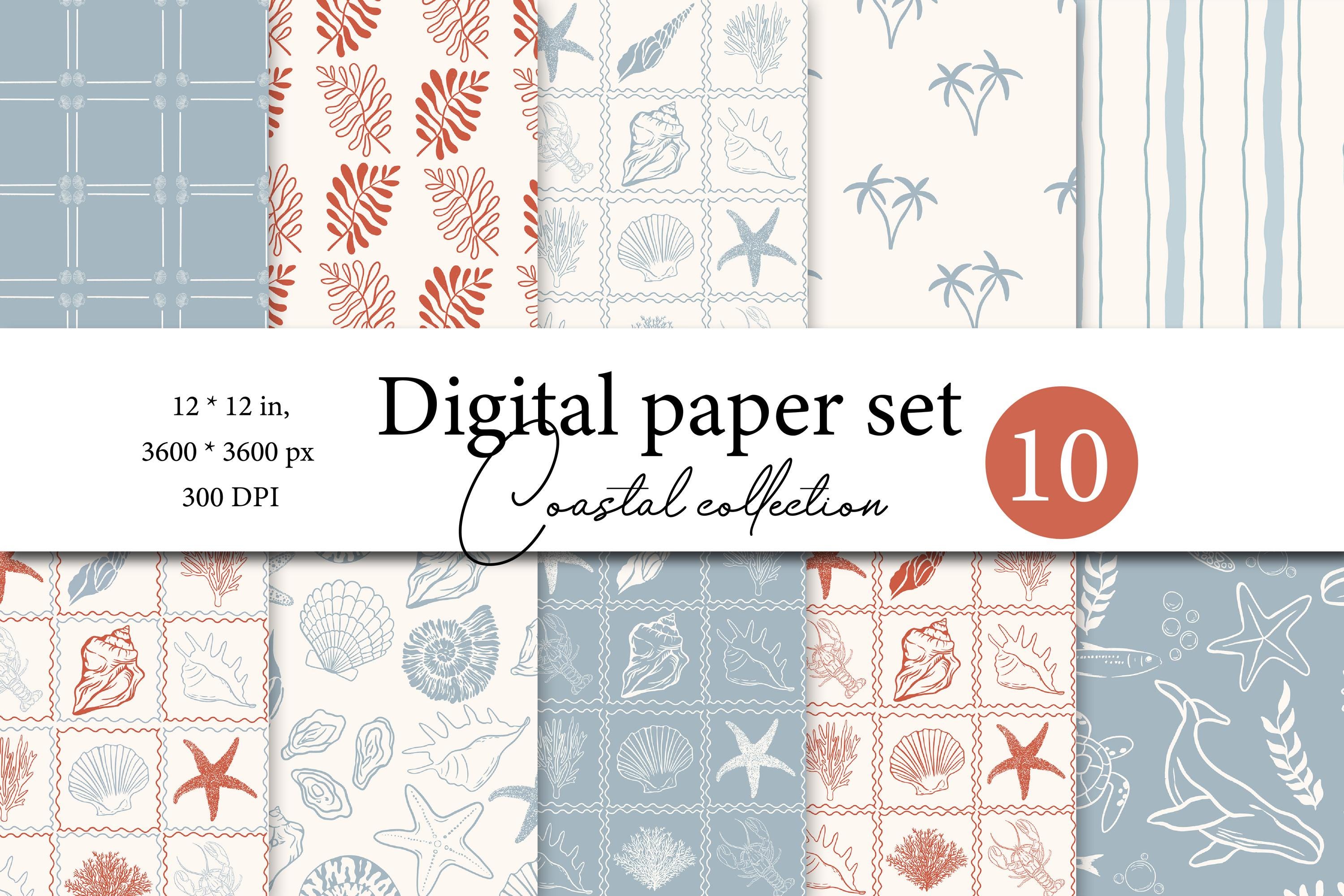 Sea Digital Paper-underwater Ocean - Coastal Digital Paper Set ...