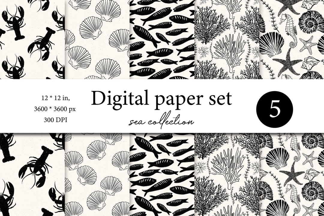 Sea Digital Paper-underwater Ocean - Crab Digital Paper - Lighthouse ...