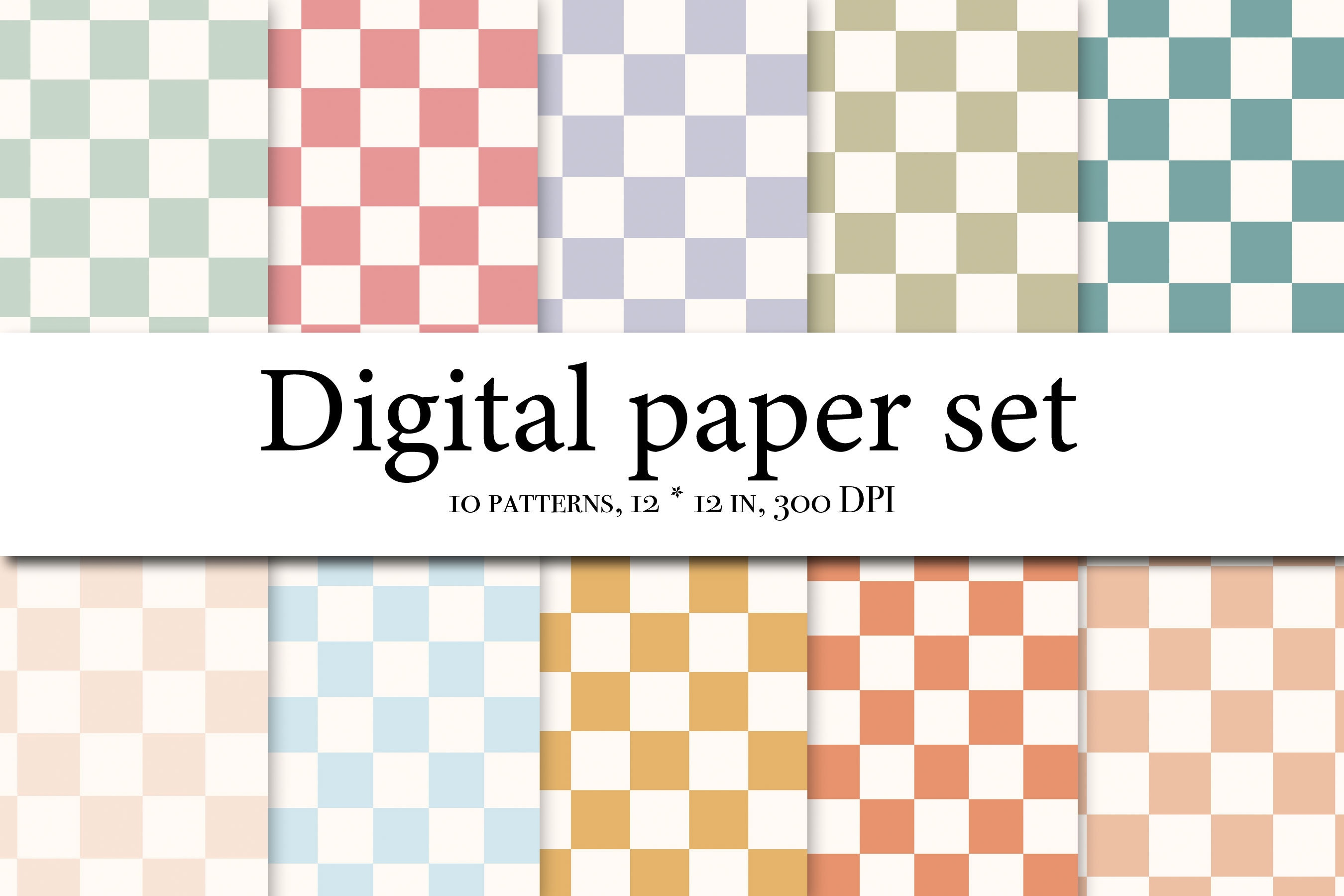 10 Checker Printable Scrapbook Paper, Checkered Seamless Pattern ...