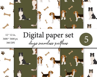 Puppy Dog Printable Papers, Dog Digital Papers, Cute Pug Dog Digital ...