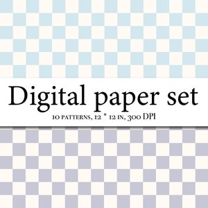 10 Checker Printable Scrapbook Paper, Checkered Seamless Pattern ...