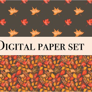 Watercolor Fall Leaves Digital Paper - Autumn Pattern - Rustic ...