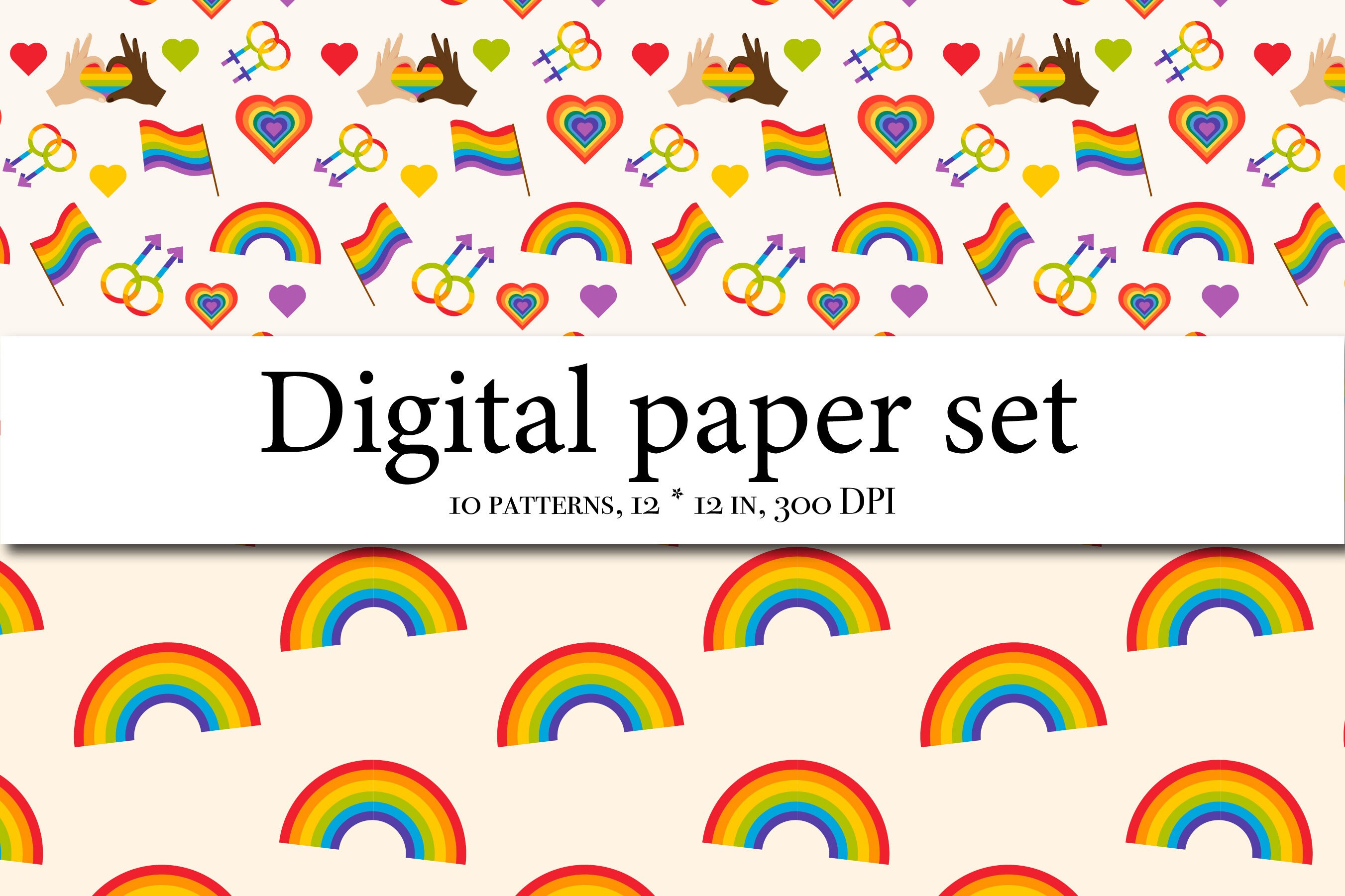 Pride Month Digital Papers, Scrapbook Paper, Seamless Pattern, Digital ...