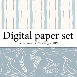 Sea Digital Paper-underwater Ocean - Coastal Digital Paper Set ...