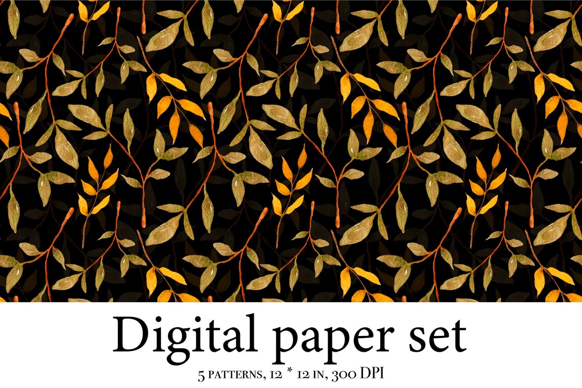 Watercolor Fall Leaves Digital Paper Autumn Pattern Rustic - Etsy