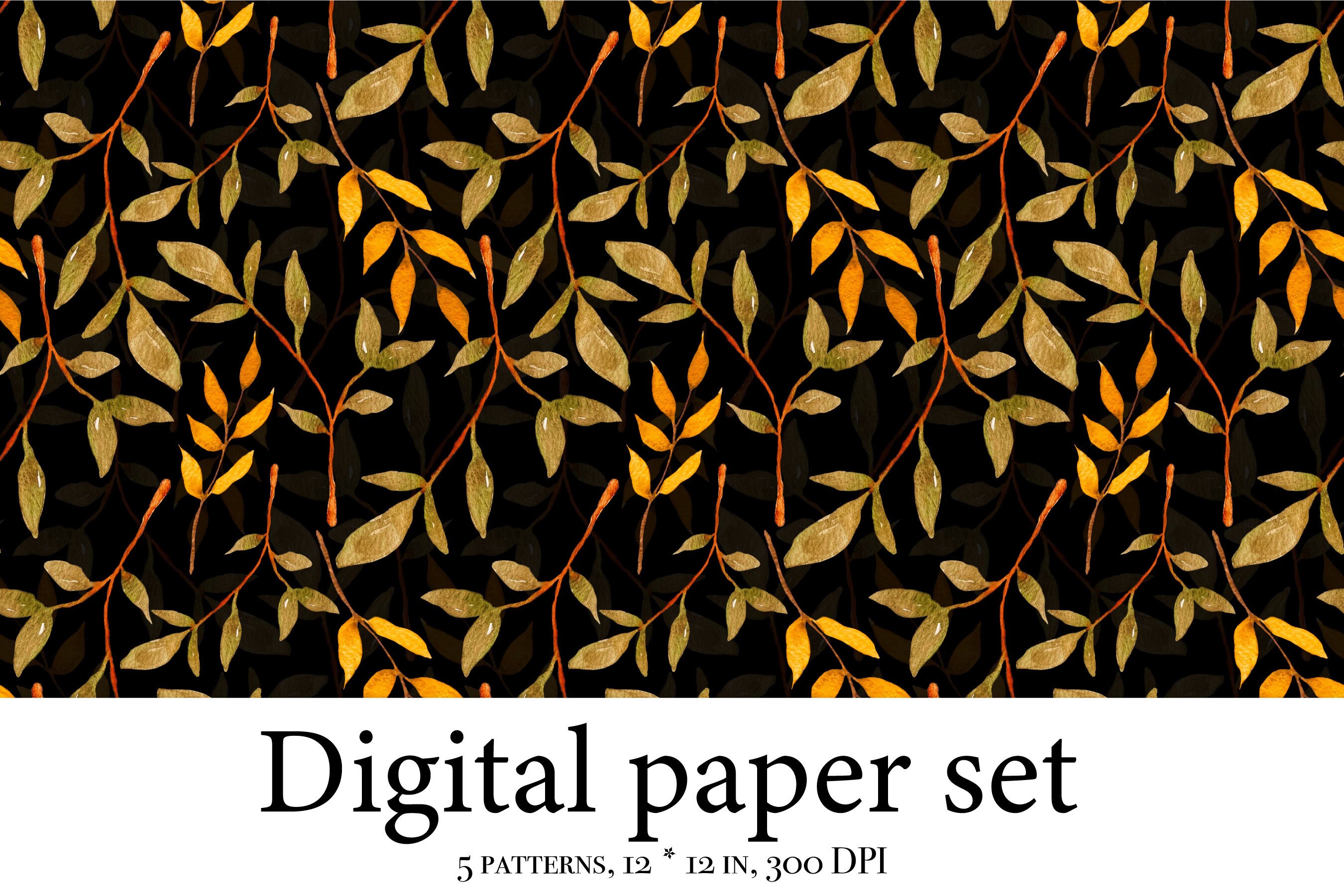 Watercolor Fall Leaves Digital Paper Autumn Pattern Rustic - Etsy